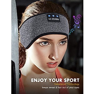 LC-dolida Sleep Headphones Bluetooth Headband, Wireless Sports Headband Headphones with Thin HD Stereo Speakers Perfect for Sleeping, Sport, Yoga, Travel Cool Gadgets for Women Man