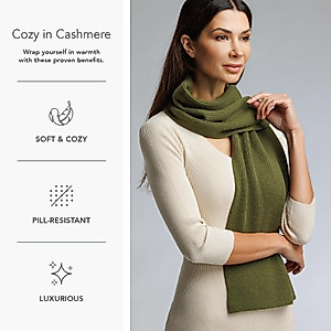 Fishers Finery Women's 100% Cashmere Ribbed Knit Scarf | Gift Box (Cream)