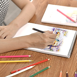 Sketch Book, 100 Pages (50 Sheets), Spiral Bound Artist Sketch Pad, Acid Free Drawing Paper for Drawing, Painting, Sketching or Doodling, Mermaid Cover for Girls