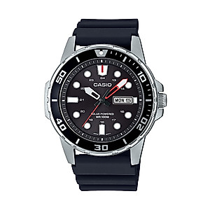 Casio Men's Stainless Steel Quartz Resin Strap, Black, 22 Casual Watch (Model: MTP-S110-1AVCF), RED