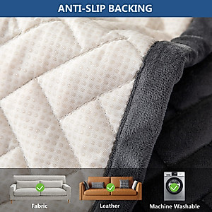 Eismodra Couch Cover,Sofa Cover,Armrest Covers,Backrest Covers,Anti-Slip Armchair Slipcovers for Dogs Cats Pet Loveseat Recliner Leather L Shaped,Dark Gray 28 x 28 Inches (Only 1 Piece)