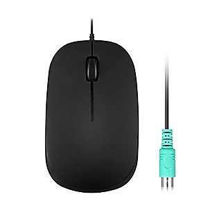 Perixx Perimice-201 Wired PS2 Optical 3 Button Mouse with 800 DPI and Illuminated Wheel, Black
