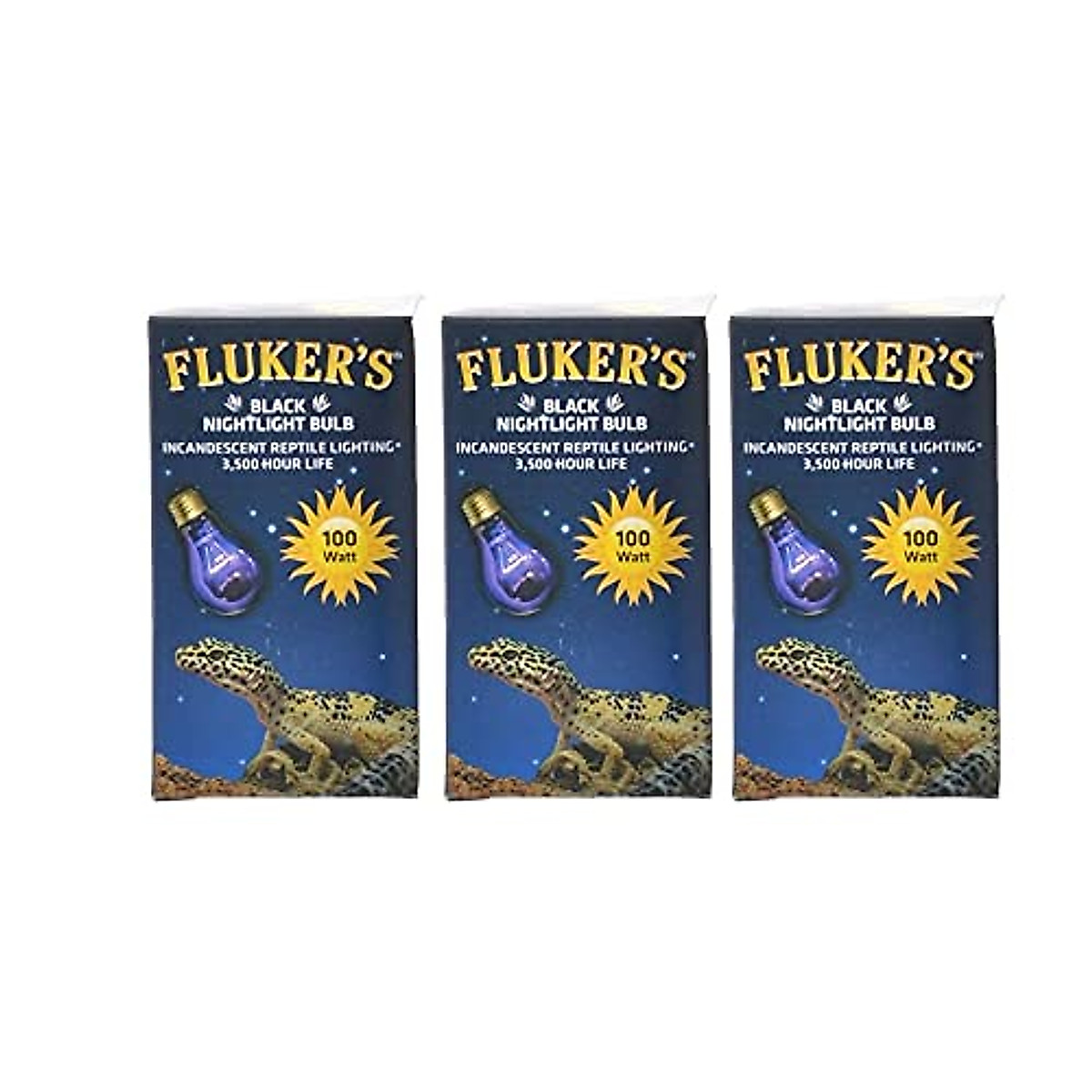 Fluker's 3 Pack of Black Nightlight Bulbs for Reptiles, 100 watt