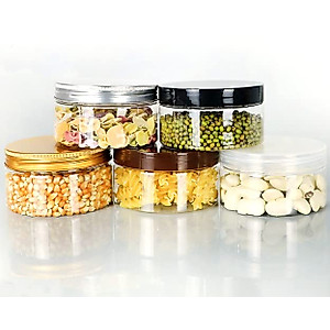 ericotry Clear PET Plastic (BPA Free) Refillable 8 Oz / 250ml Empty Cosmetic Containers Cases with Black Lid for Cream Lotion Bottle All Purpose Portable Household Containers (6 Pack)