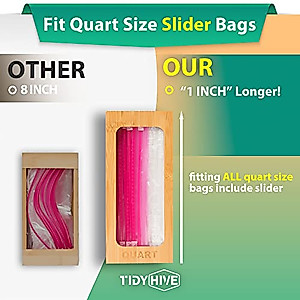 TIDYHIVE - Ziplock Bag Storage Organizer - Kitchen Organizer for Sandwich Bags, Quart, Gallon, Snack – Natural Wood Plastic Bag Organizer – Space Saving and Practical Solution