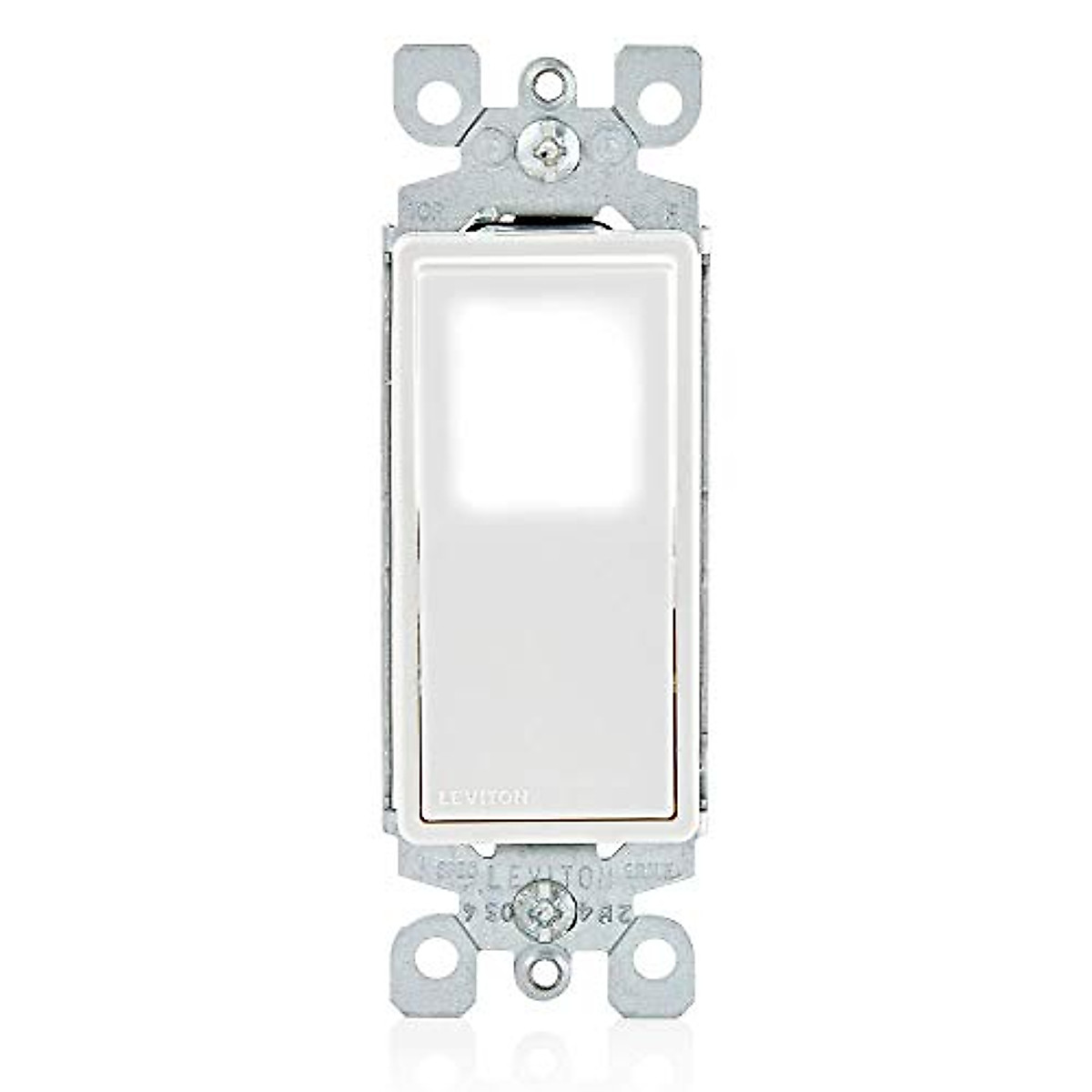 Leviton L5611-2W 15 Amp, 120/277 Volt, Decora LED Illuminated Rocker Single-Pole AC Quiet Switch, Residential Grade, Grounding, White