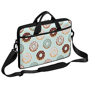 Doughnuts Laptop Computer Bag Waterproof Shoulder Messenger Bag 13-15 inch Durable Laptop Tote Bag with Shoulder Strap Handle Lightweight Crossbody Briefcase