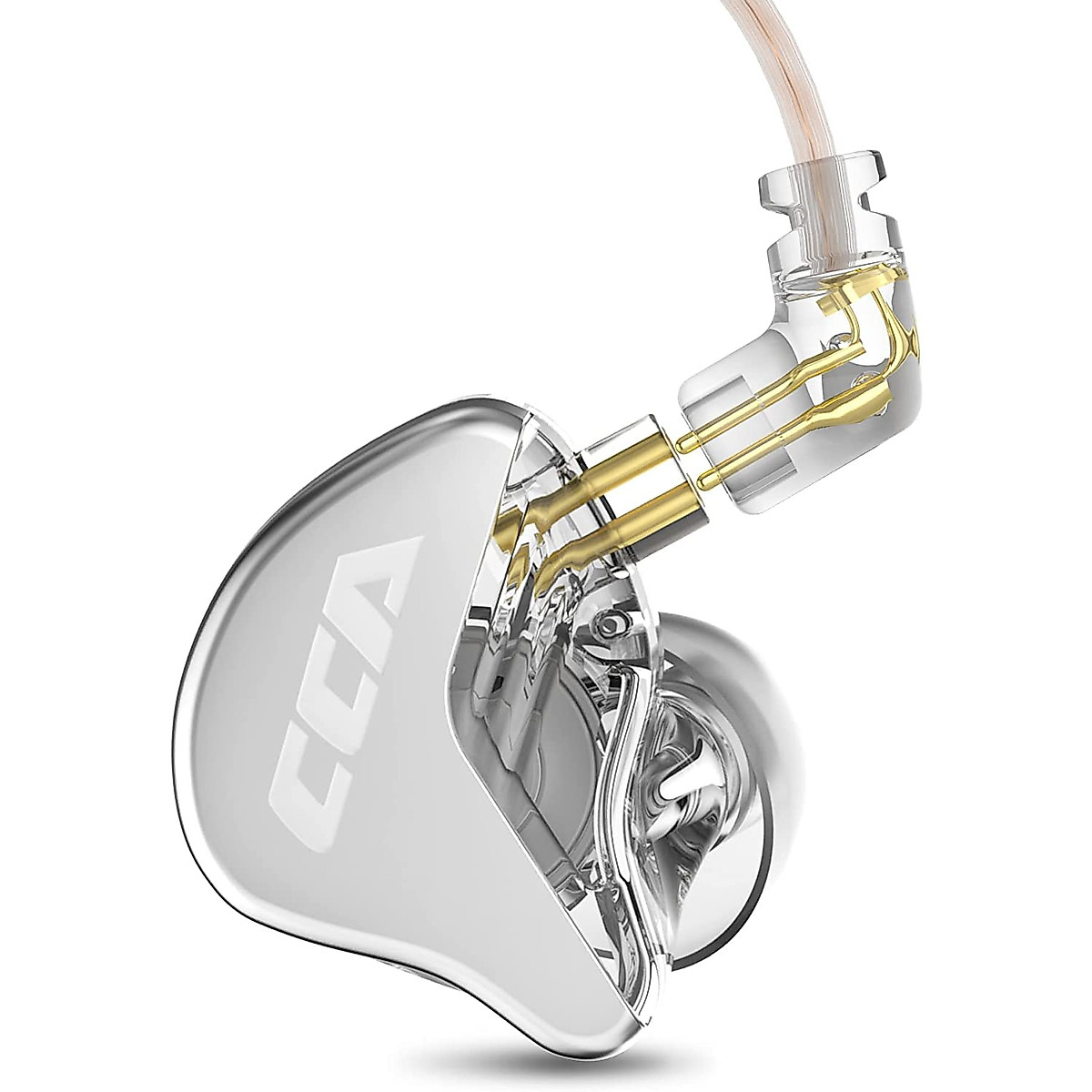 in Ear Monitor CCA CRA Ultra-Thin Diaphragm Dynamic Driver IEM Earphones Bass Earbuds with 2Pin Removable Cord,Compatible with iPhone Android,iPad MP3, Fits All 3.5mm Interface Devices(Silver)