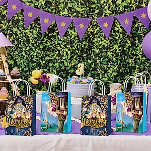 DeEnj 16PCS Tangle Rapunzel Party Bags,Princess Rapunzel Party Bags Rapunzel Tangled Princess Party Gifts Bags Goodie Bags for Kids Party Supplies