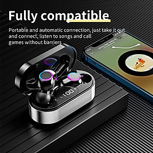 2022 TWS Wireless Bluetooth 5.2 Earhone, Touch Control Stereo Headset with Mic and LED Display, Waterproof Noise-Reduction Earbuds for Sport/Work