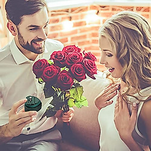 WantGor Velvet Ring Box, Double Jewelry Ring Gift Box Vintage Ring Display Holder Engagement Wedding Box with Detachable Lid (Green)