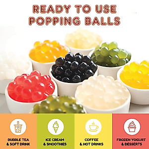 Fanale Brown Sugar Popping Boba Pearls, Vegan, Non GMO, Gluten Free, Fat Free, Perfect for Bubble Tea, Smoothies, Ice Cream, Desserts, and Beverages.