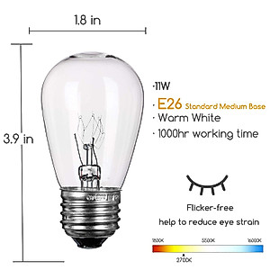 25 Qty. Halco 11W S14 CL 130V Halco S14CL11 11w 130v Incandescent Clear Lamp Bulb