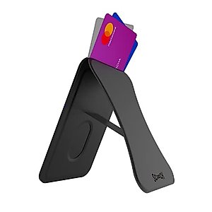 Scooch MagSafe Wallet for Men and Women [MagWallet] for iPhone with Phone Stand and Phone Grip [Car Mount Compatible] Hidden Wallet, Holds 3 to 4 Cards, 5-in-1 MagSafe Card Holder (Black)