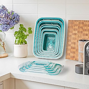 KIGI 5 PACK 204L Vegetable Fruit Storage Containers Set with Drain Basket and Lids for Salad Berry Lettuce Meat Fish