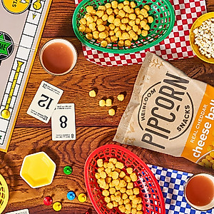 Heirloom Cheddar Cheese Balls by Pipcorn - 4.5oz - Organic Cheese, No Artificial Anything, Non-GMO Heirloom Corn, No Preservatives, Gluten Free