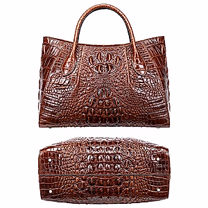 PIJUSHI Women Handbags Crocodile Purse Designer Top Handle Satchel Handbags For Women (5002A, Brown)