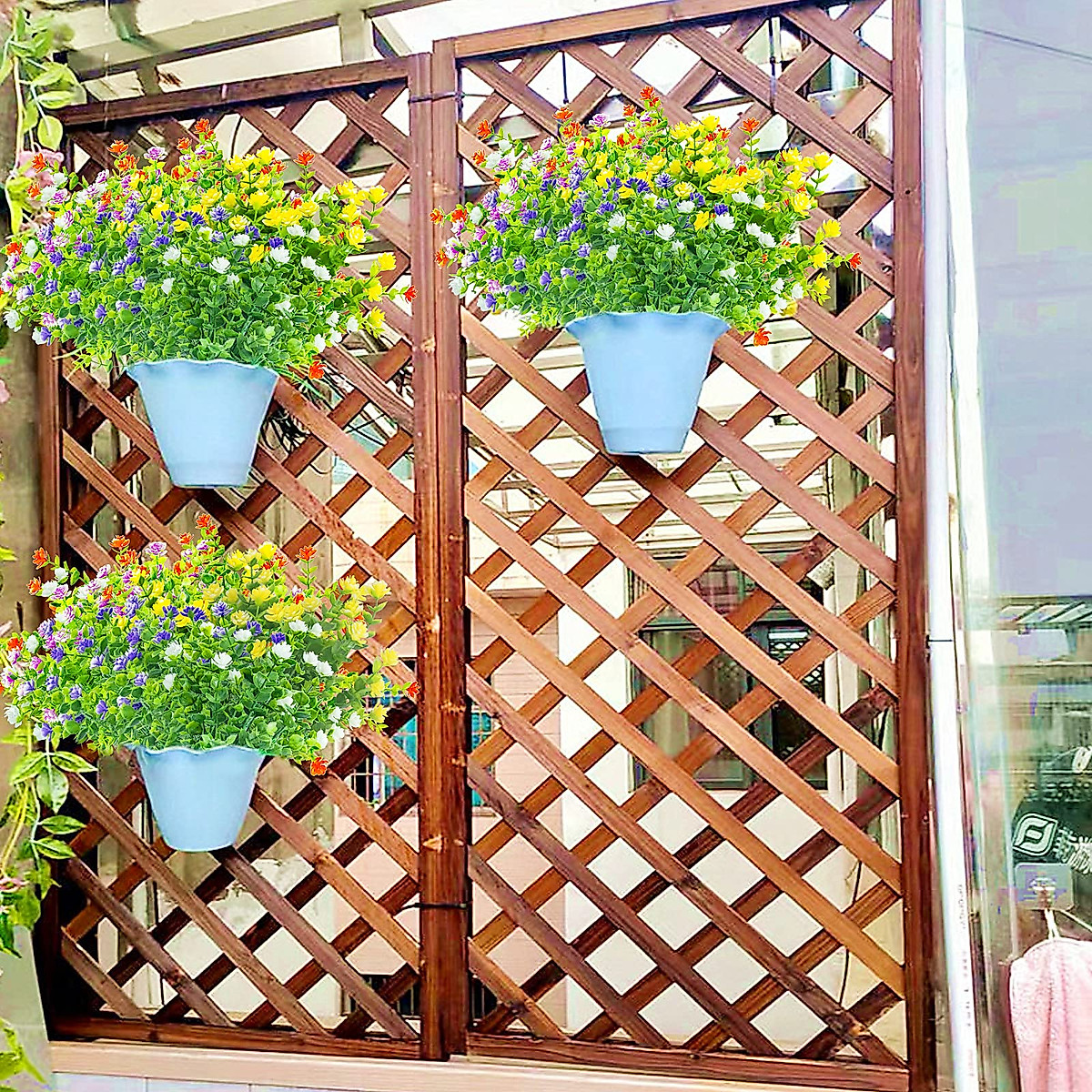 JYSONGHU Artificial Flowers 8pcs Real Looking Aqua Plastic Fake Roses with Stems for DIY Wedding Bouquets Hanging Planter Indoor Outside Garden Porch Christmas Party Decoration Home Decorations