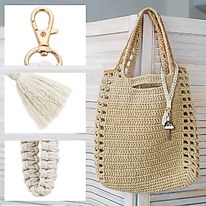 Lusofie Boho Wrist Keychain Tassel Wristlet Keychain Keyring Holder Key Wrist Lanyard for Women(White)