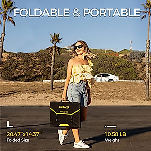 LIPOWER 100W Portable Solar Panel 18V, Foldable Solar Charger for Jackery/Anker/FlashFish/Bluetti/Goal Zero/Rockpals Power Station and with USB, Type-C PD Output