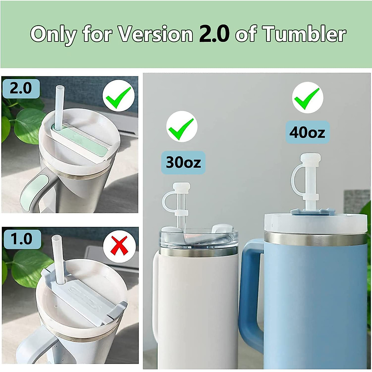 Spill Stopper Silicone for Stanley 40oz|30 oz Tumbler with Handle, Compatible with Quencher H2.0 Flowstate Tumbler 40oz/30oz Stanley Cup Accessories Stanley Spill Stopper 8pcs