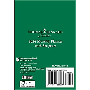 Thomas Kinkade Studios 12-Month 2024 Monthly Pocket Planner Calendar with Scripture