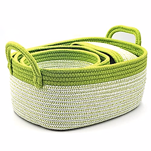 Acrola 4-Pack 100% Cotton Rope Woven Decorative Storage Baskets (Green) ST04002