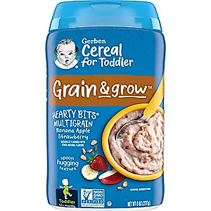 Gerber Baby Cereal Hearty Bits Multigrain Cereal Banana Apple Strawberry, 8 Ounce