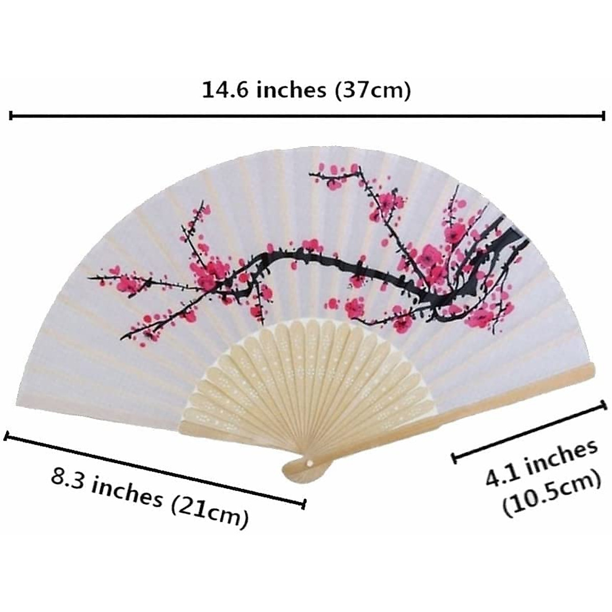 VANVENE 20 pcs Delicate Cherry Blossom Design Silk Folding Hand Fan Wedding Favors Gifts Japanese Party