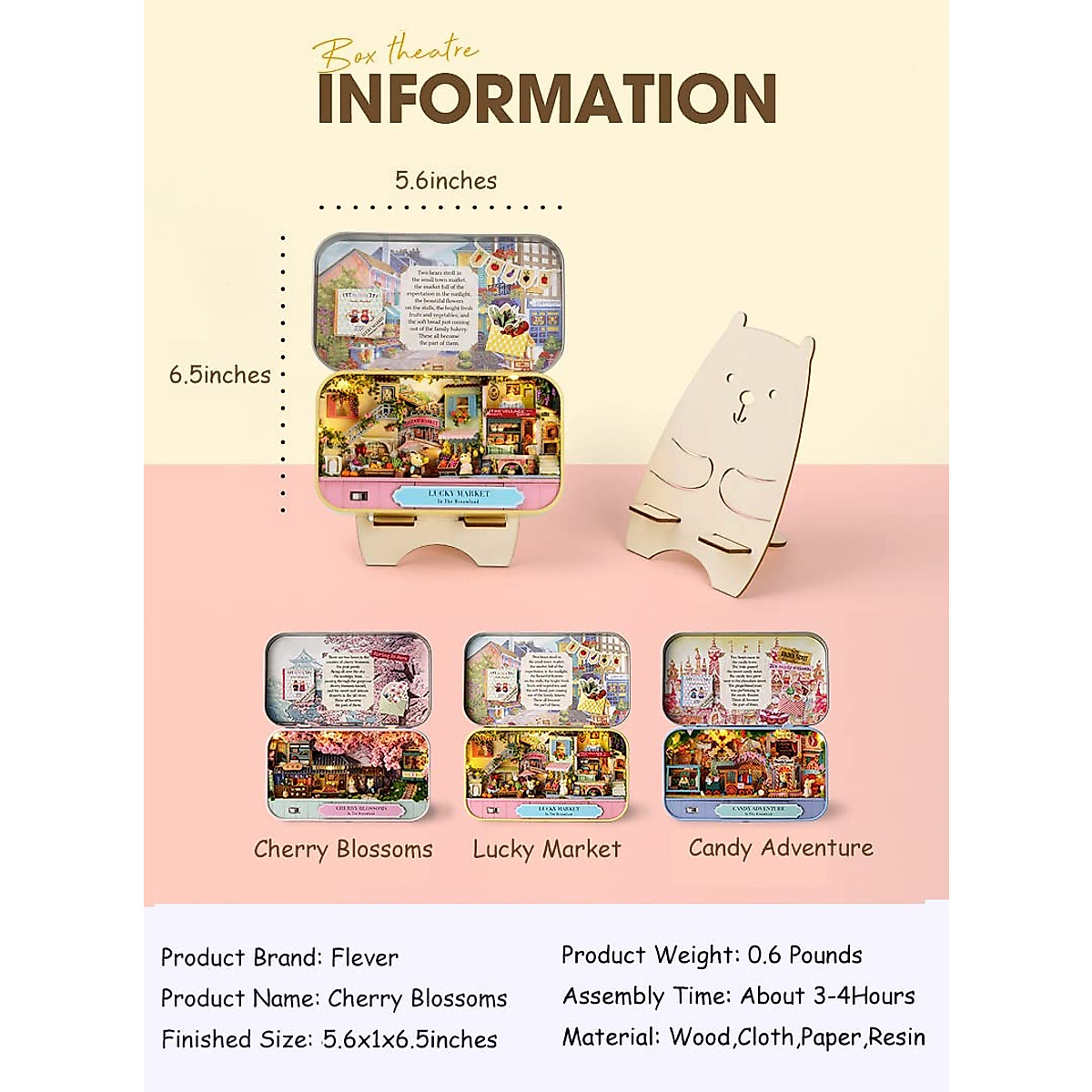 Kisoy Dollhouse Miniature with Furniture Kit, Handmade DIY House Model for Teens Adult Gift (Lucky Market)