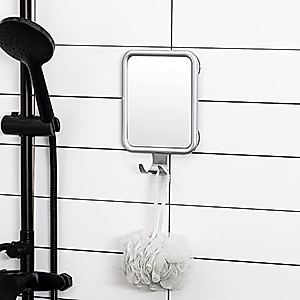 Lunmore Shower Mirror Fogless for Shaving, Rectangle with 4 Suction Cups Fogless Shower Mirror with Razor Holder Drop-Proof & Rust-Resistant