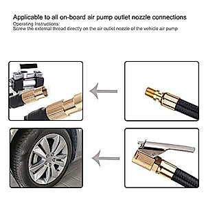 Buachois Tire Inflator Extension Tube Tyre Pump Quick Inflation Chuck Adapter Hose Quick-Inflation Clip Connector High-Pressure Tube Car Motorcycle Maintenance Accessories