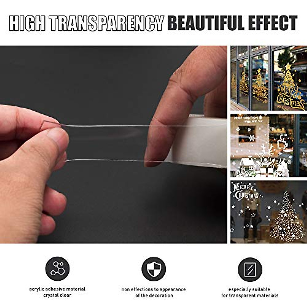 VERSAF Double Sided Adhesive Tape -1/2" 10' Arcylic Transparent Removable No Residue Double Sided Heavy Duty Mounting Tape for Home/Office/Wall Decor(Pack of 1 Roll)