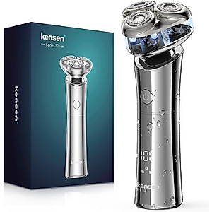 Electric Razor for Men, kensen Rechargeable Men's Rotary Shaver Cordless, Waterproof, Wet & Dry, 3D Magnetic Floating Head, LED Display – The Ultimate Electric Razor for Men's Shaving