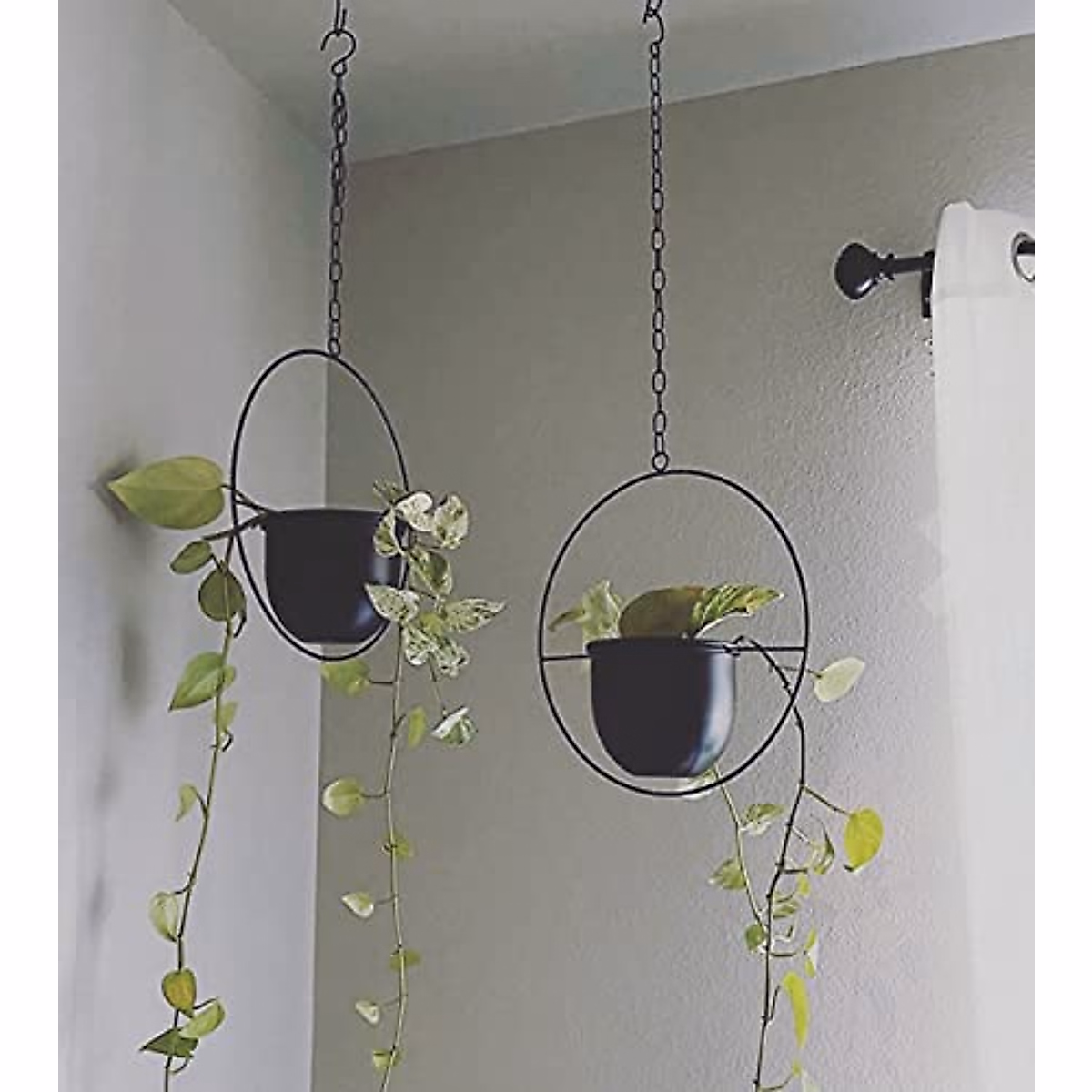 Shineloha 2 Pack Hanging Planters for Indoor Plants with 5.5" Pot (Detachable) + Hook + Chain | Hanging Planters Indoor, Ceiling Planters, Mid Century Planter for Indoor & Outdoor, NO Plant incld