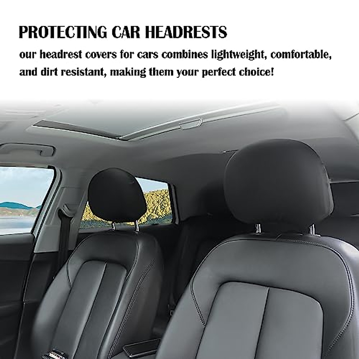 4PCS Headrest Covers for Cars,Breathable Fibre Car Headrest Covers for Car Decorations & Protections,All-Season Universal Car Interior Accessories Fits Truck SUV Car Seat Headrest Pillow