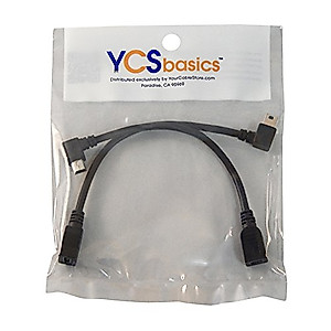 YCS basics 6 Inch USB 2.0 Mini B Female to Left and Right Angle Mini B Male Extension Cables
