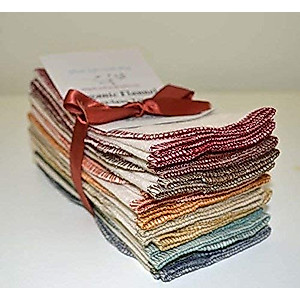 Gina's Soft Cloth Shop 11x12 Inches 1 Ply Flannel G.O.T.S. Certified Organic Cotton Paperless Towels with Earthtone Edges 10 Pack