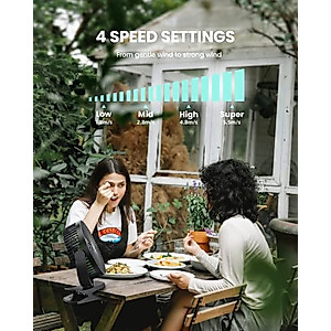 10000 mAh Battery Operated Clip on Fan with 4 Speeds,8 Inch, Max 38 Hrs, Rechargeable Stroller Golf Cart Fans,Quiet, Include Hook for Camping,Strong Wind, Personal Desk Fan, USB Powered,Black