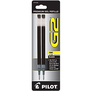 Pilot G2 Gel Ink Refill, 2-Pack for Rolling Ball Pens, Fine, Black, Red, & Blue