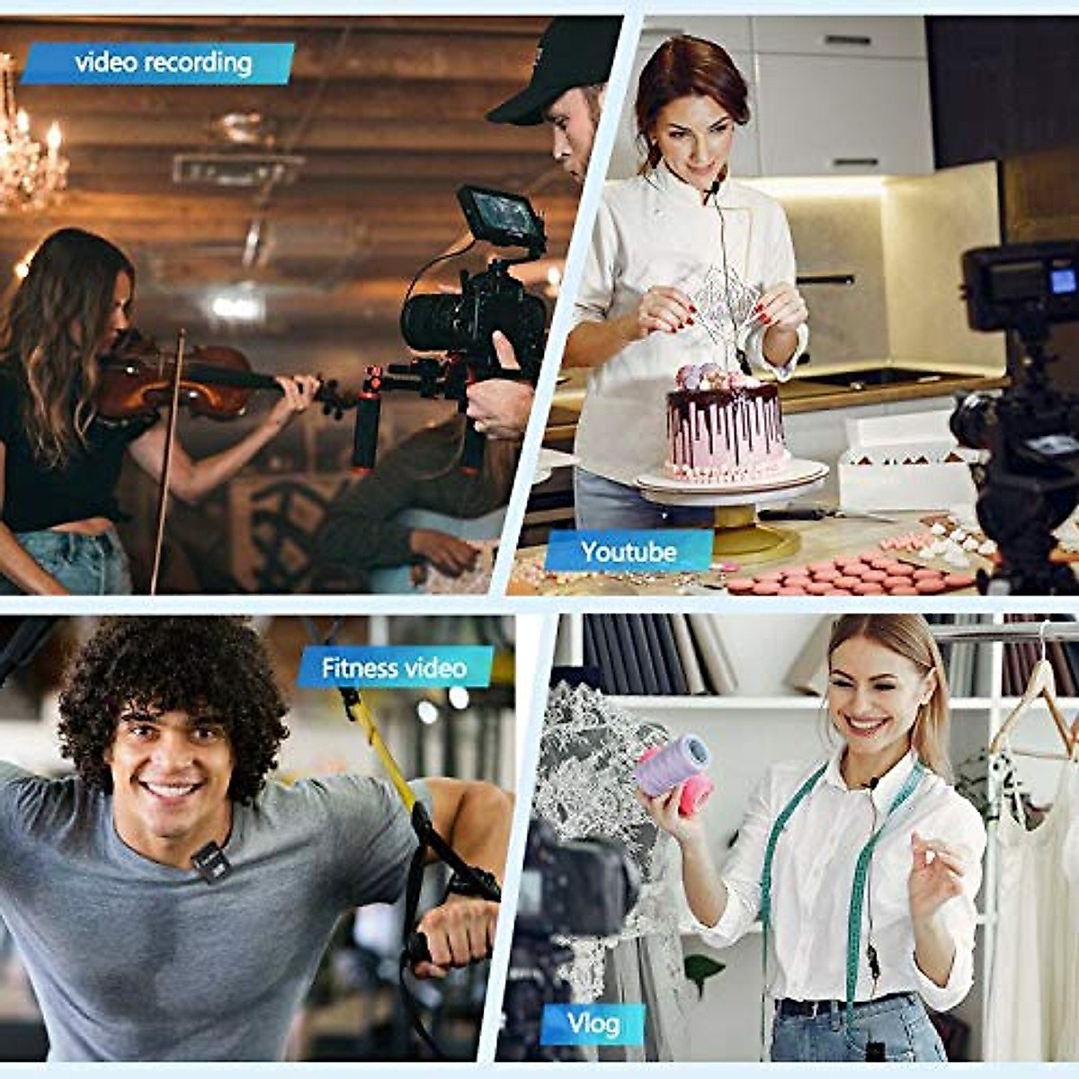 Wireless Lavalier Microphone, Lapel Microphone for DSLR Camera with OLED Display, Realtime Monitoring, Wireless Lav Mic for Podcast Interview Vlogging Youtube Video Recording