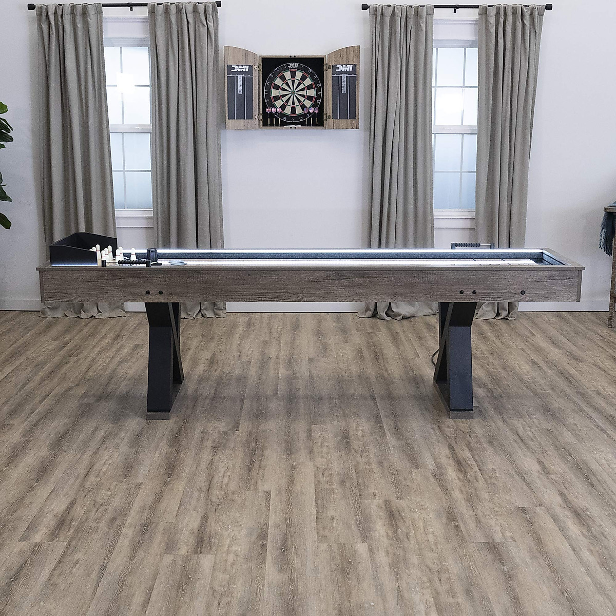 American Legend Kirkwood 9’ LED Light Up Shuffleboard Table with Bowling