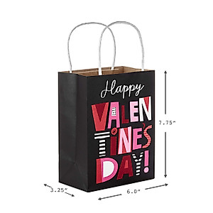 Hallmark 7" Small Valentine's Day Paper Gift Bags Assortment (Pack of 4: Pink and Red Hearts) for Kids, Treats, Galentines Day