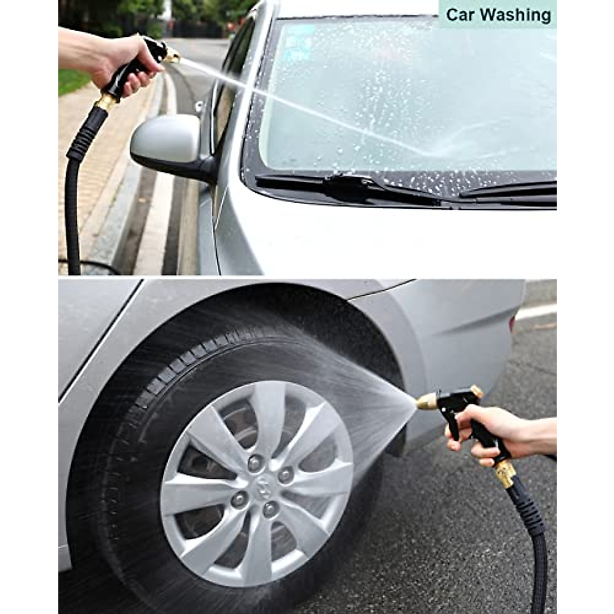 ESOW Garden Hose Nozzle, 100% Heavy Duty Metal Spray Gun with Full Brass Nozzle, High Pressure Watering Nozzle, Adjustable Spray Water Flow for Watering Plants, Showering Pet, Washing Car, Cleaning