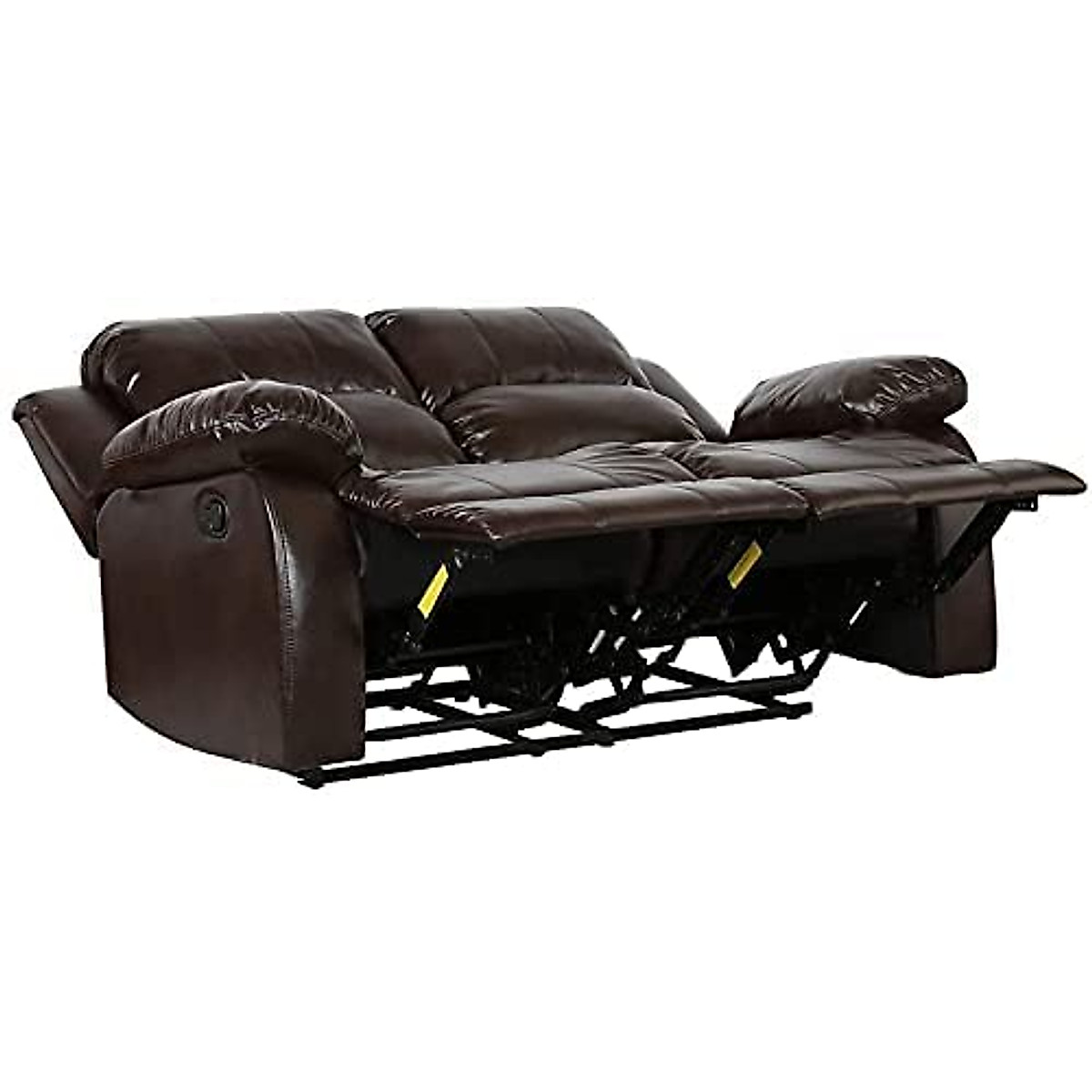 Blackjack Furniture Portico Leather Air Mid Century Modern Living Room Reclining, Den Loveseat, Brown