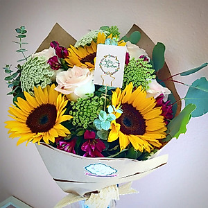 Litoexpe 30 Pieces Metal Wire Floral Picks, 13 Inch Golden Wire Photo Holder Birthday Card Holder Stand, Stars