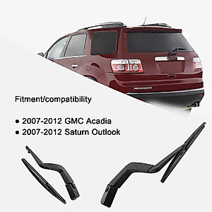 Rear Wiper Arm Blade Replacement for 2007-2012 Genuine GMC Acadia/Saturn Outlook, Replaces Original Equipment Wiper Arm Set - Factory OEM Style