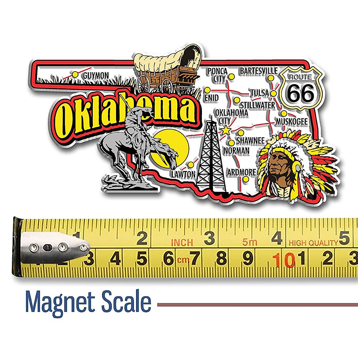 Oklahoma Jumbo State Magnet by Classic Magnets, 4.7" x 2.5", Collectible Souvenirs Made in The USA