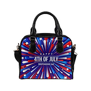 InterestPrint Usa Patriotic Colors Firework 4Th of July Crossbody Purse Bags for Women Shoulder Bag