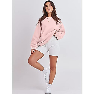 ANRABESS Oversized Sweatshirts for Women Teen Girls Pullover Casual Loose Fit Fleece Crop Hooded Sweaters Fall Winter Fashion y2k Clothes A1026-huafen-XL Light Pink